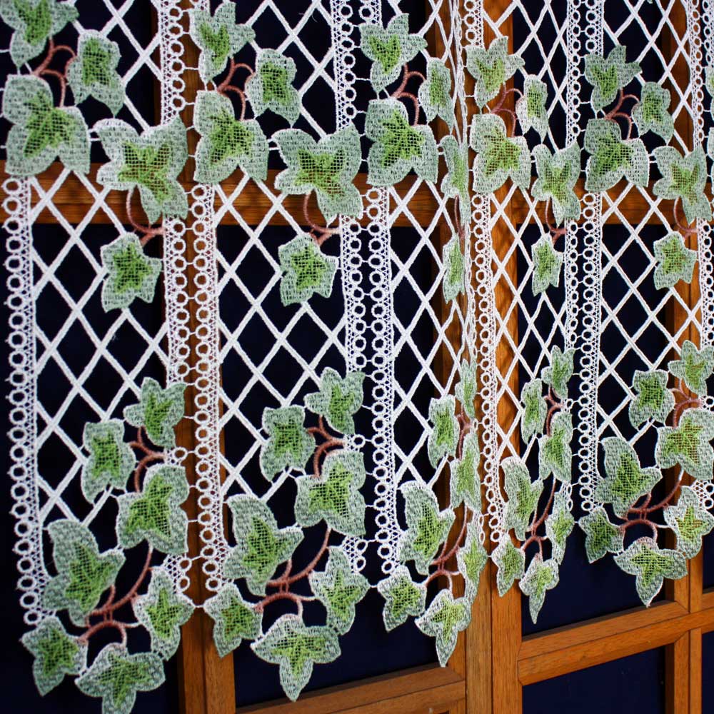 Ivy colored macrame lace cafe curtain