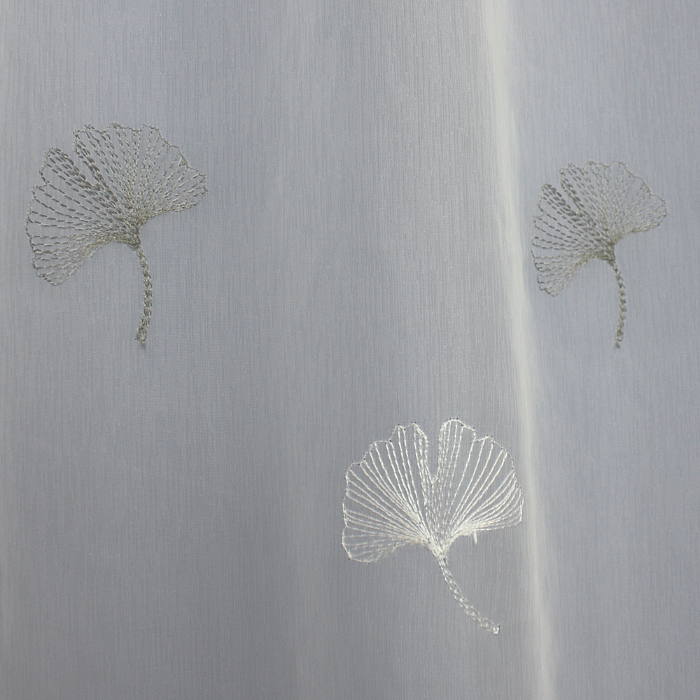 Trendy custom-made voile curtain with embroidered Ginkgo biloba leaves ...