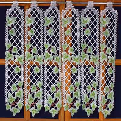 Colored macrame lace cafe curtain